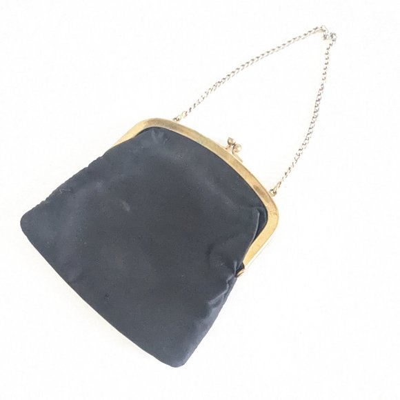 Vintage | Bags | Vintage Black Satin Hinge Opening Purse | Poshmark